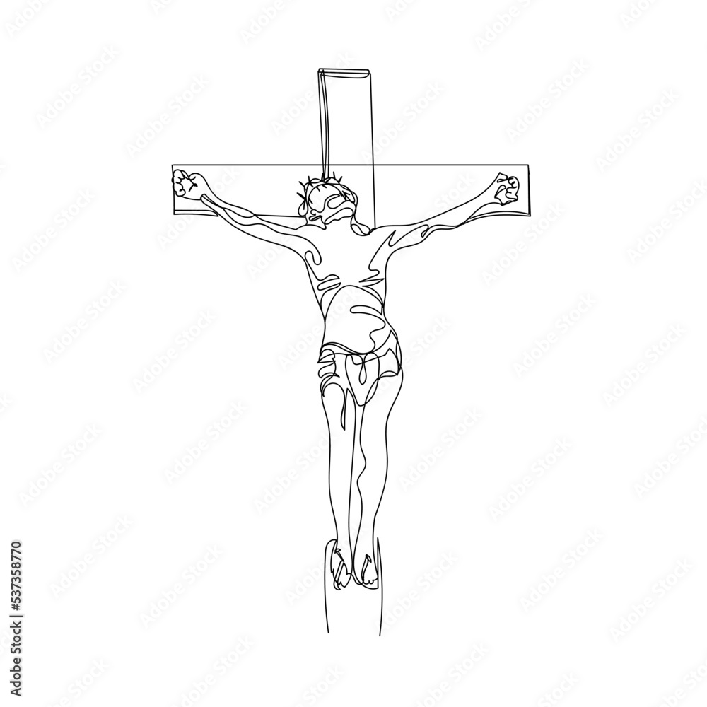 continuous line of Jesus christ.one line drawing of the Lord jesus being overtaken.line art of ...
