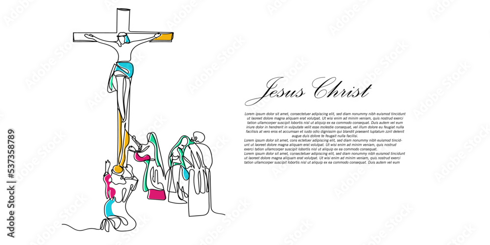 continuous line of Jesus christ.one line drawing of the Lord jesus being overtaken.line art of ...
