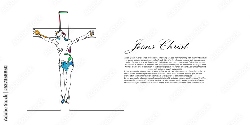 continuous line of Jesus christ.one line drawing of the Lord jesus being overtaken.line art of ...