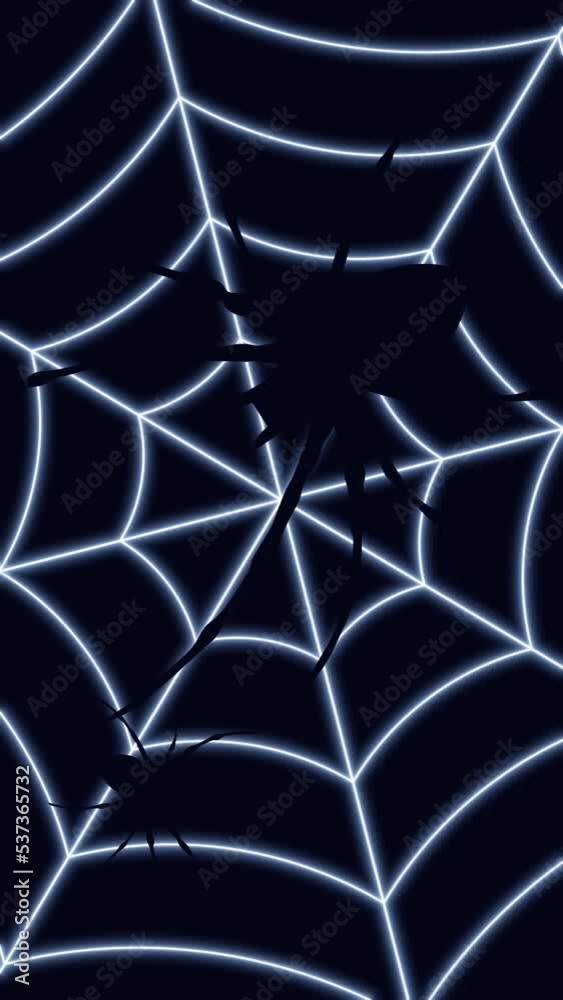 Spider web neon light animation. Vertical video. Halloween motion ...