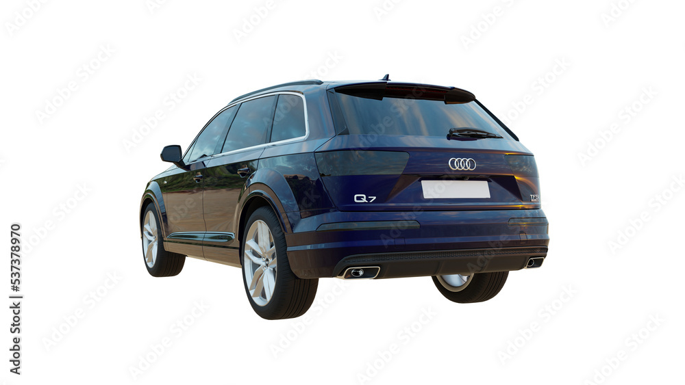 back view of blue car isolated on white, AUDI Q7 png transparent ...