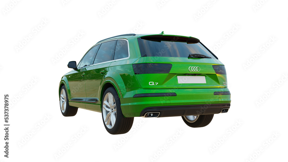 back view of green car isolated on white, AUDI Q7 png transparent ...