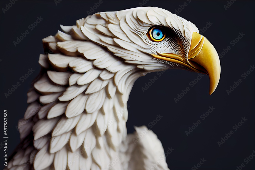 3D composite illustration of Stylized Eagle made of white marble ...