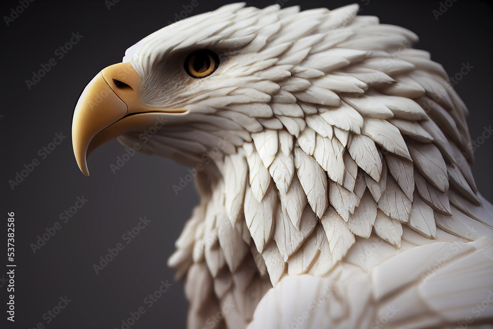 3D composite illustration of Stylized Eagle made of white marble ...