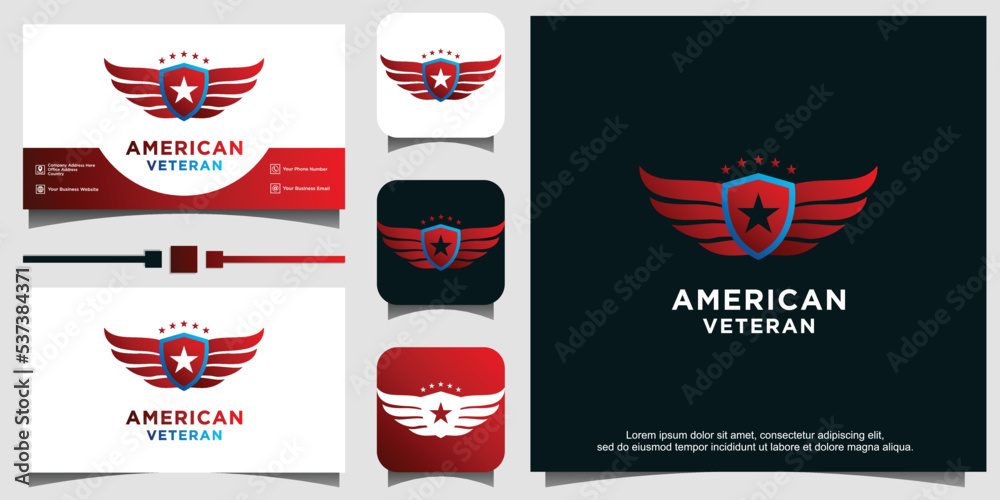 american veteran shield patriotic national logo design Stock Vector ...