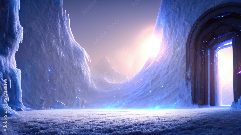 Ilustração do Stock: Fantasy fantastic futuristic ice frozen magic ...