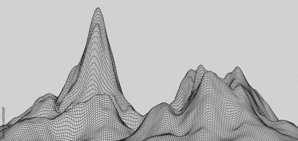 Abstract wireframe background. 3D grid technology illustration ...