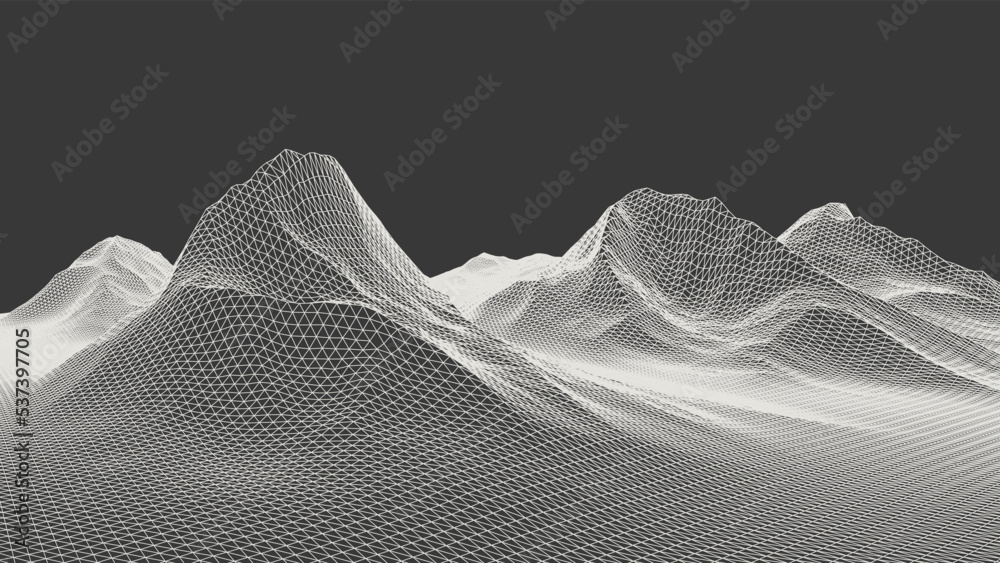 Abstract wireframe background. 3D grid technology illustration ...