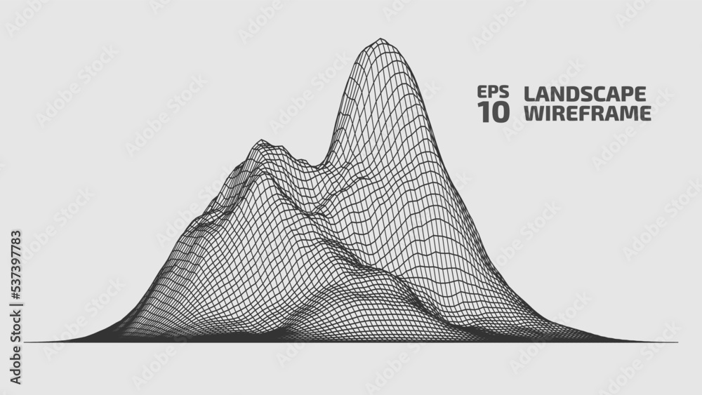 Abstract wireframe background. 3D grid technology illustration ...