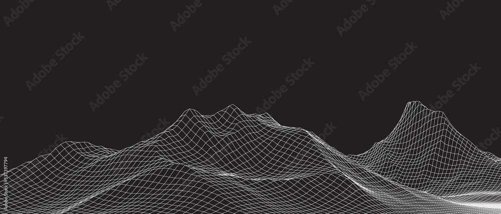 Abstract wireframe background. 3D grid technology illustration ...