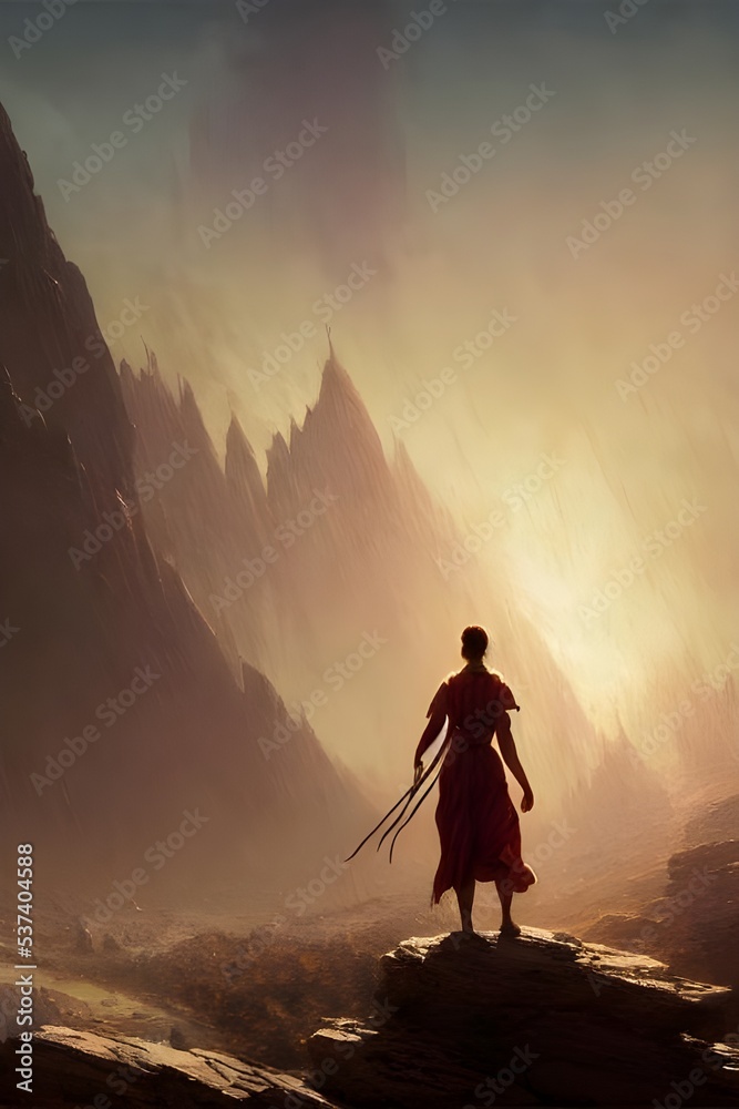 The lone figure stands on an alien landscape, looking out into the ...