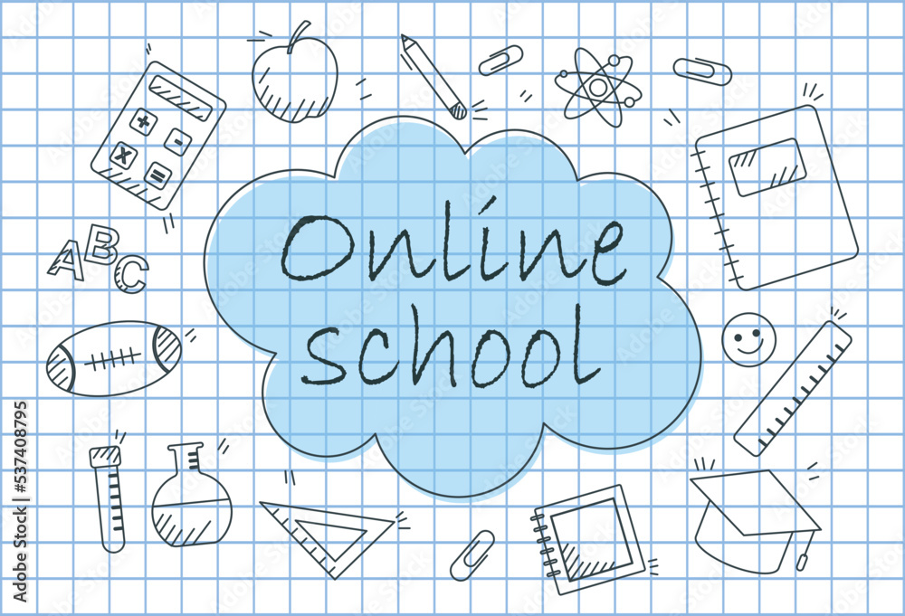 Online school concept. Poster or banner for website, cover. Distance ...