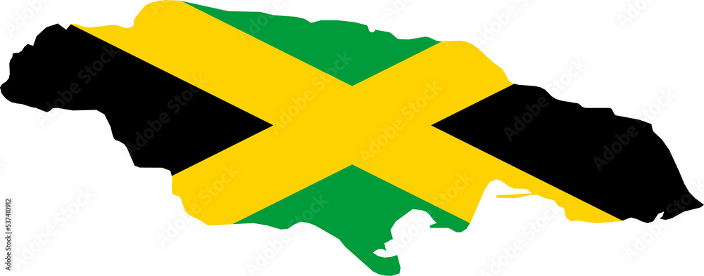 Jamaica Map Flag. Jamaican Border Boundary Country Shape Nation National Outline Atlas Flag Sign ...