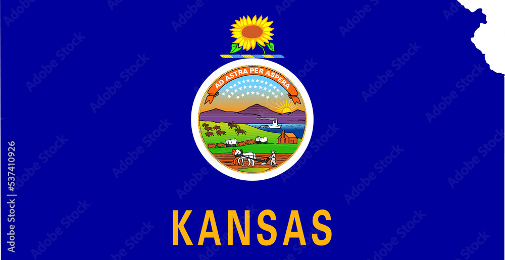 Kansas USA Map Flag. KS US Outline Boundary Border Shape State Flag ...