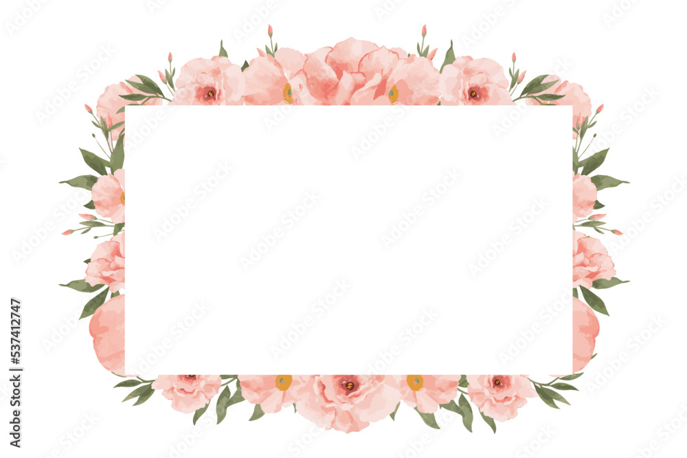 Peach Watercolor Flower Frame Background Stock Vector | Adobe Stock