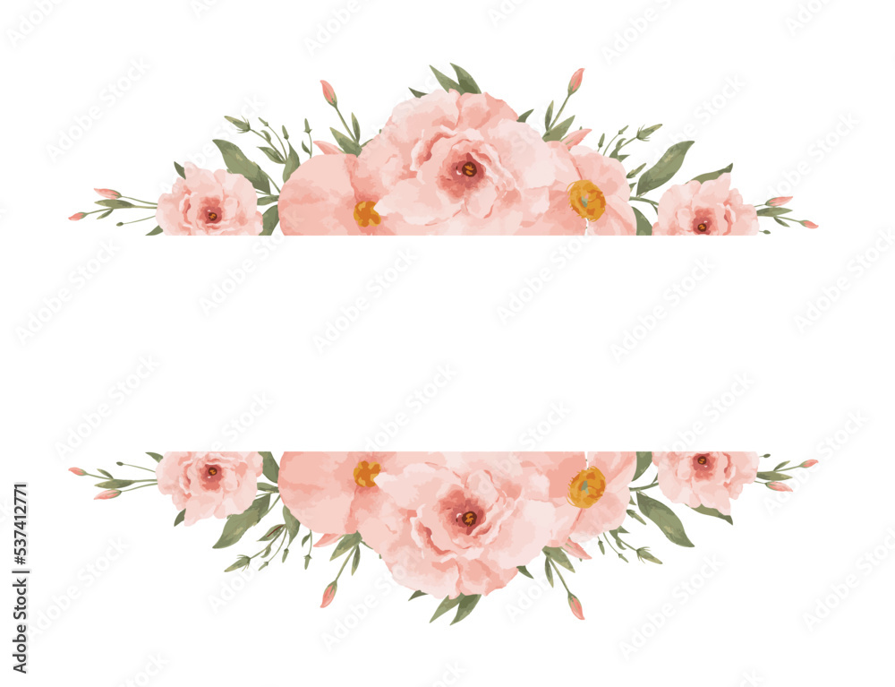 Peach Watercolor Flower Frame Background Stock Vector | Adobe Stock