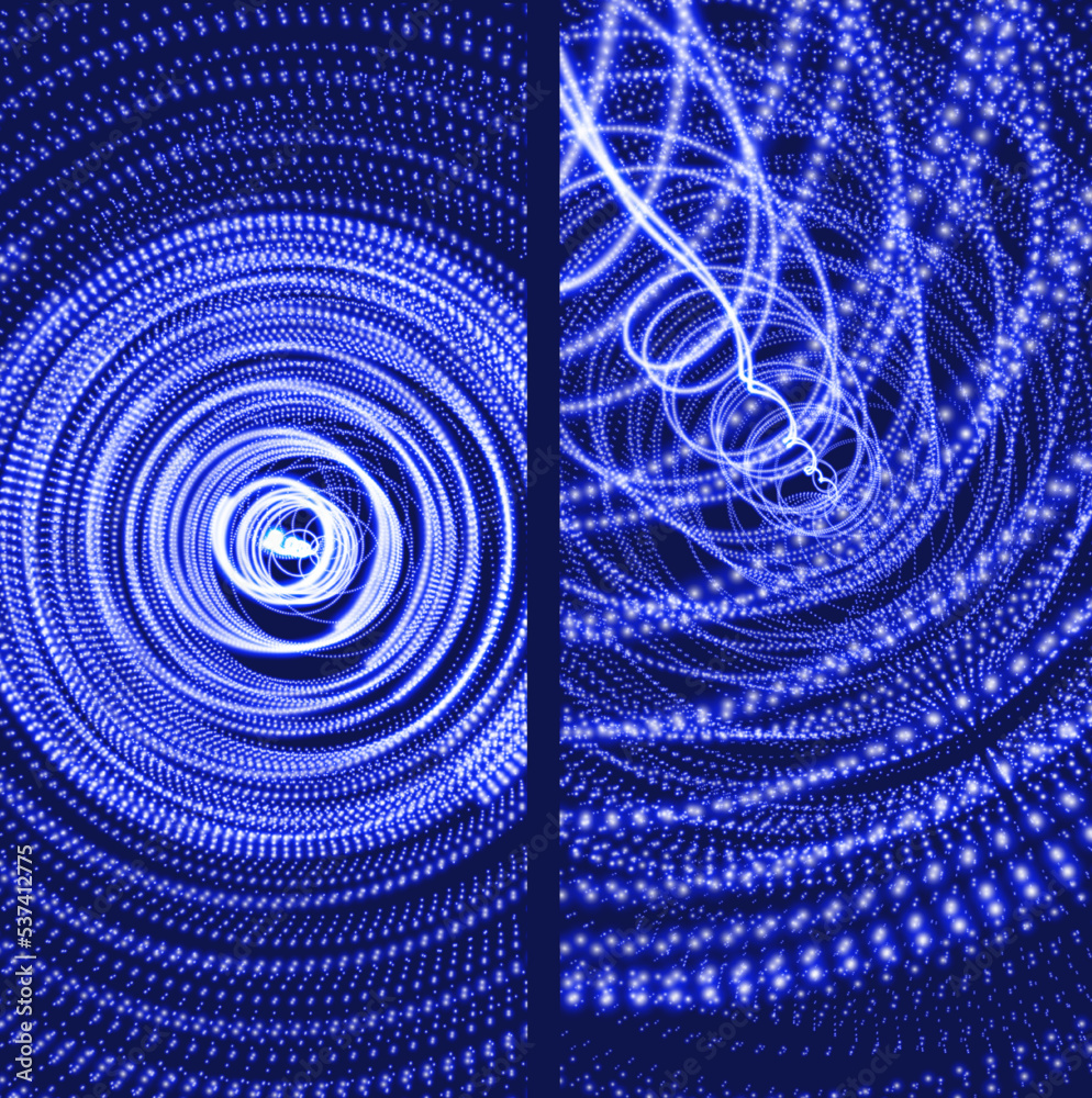 Abstract Science Or Technology Background Array With Dynamic Particles Swirl With Connected