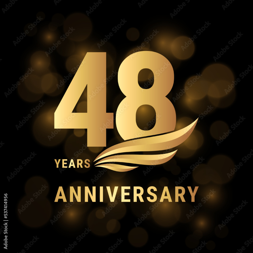 48th Anniversary Logo, Logo design with gold color wings for poster ...