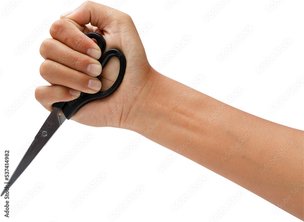 Hand holding scissors Stock Photo | Adobe Stock