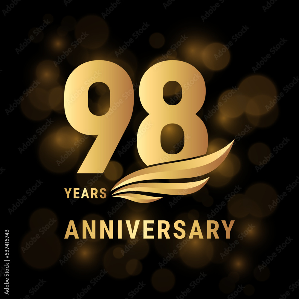 98th Anniversary Logo, Logo design with gold color wings for poster ...