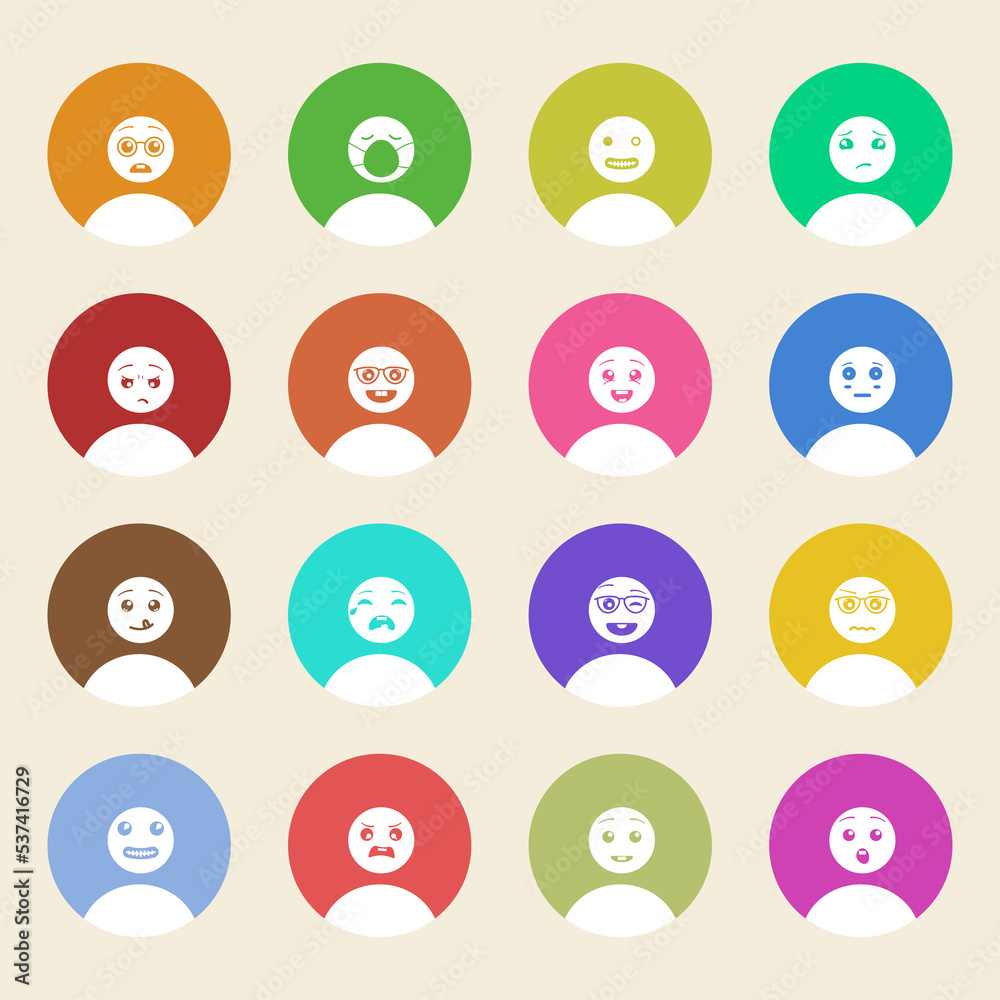 User profile icon vector Avatar portrait symbol. Flat shaped people ...