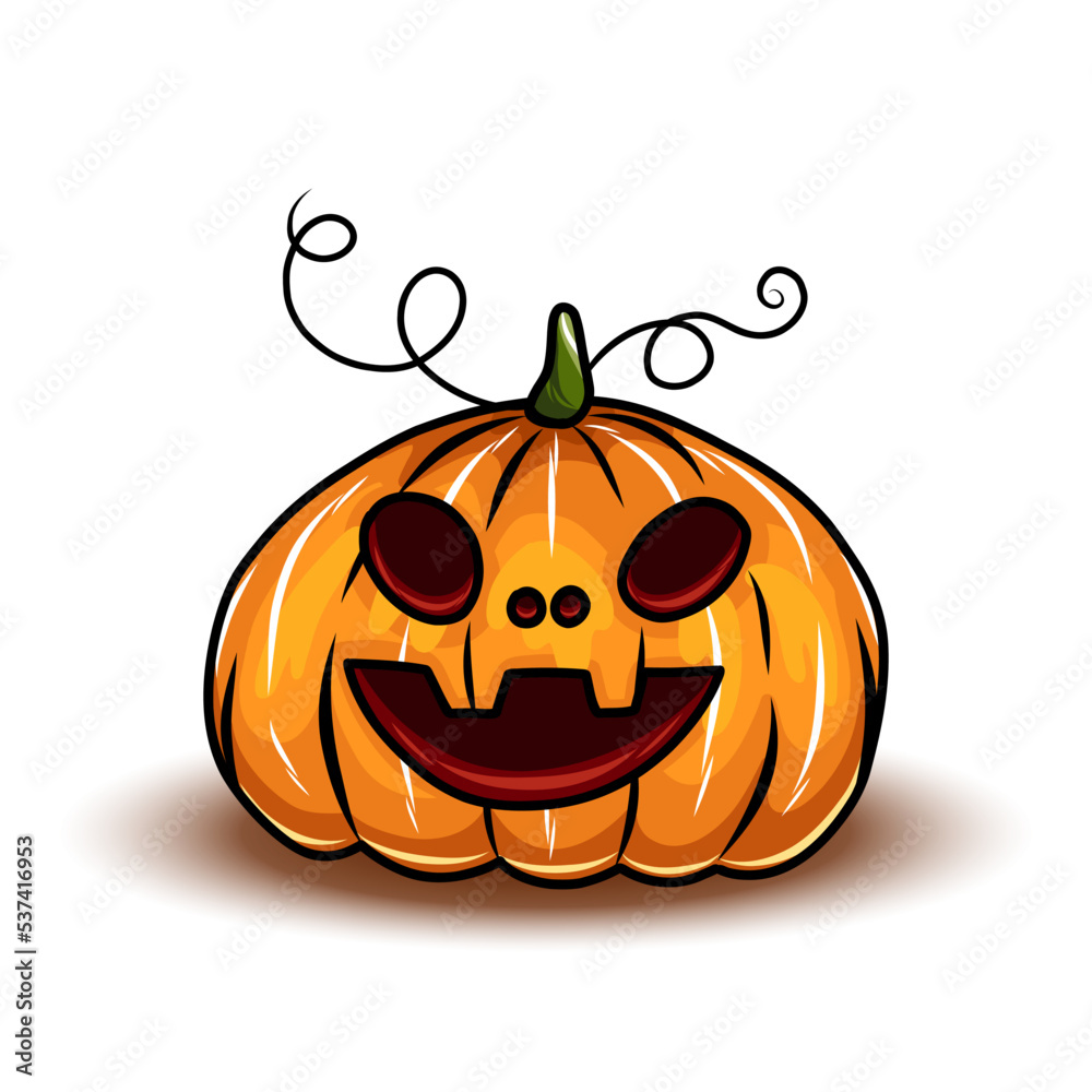 Set of Orange Halloween pumpkins, different types of Cartoon pumpkins ...