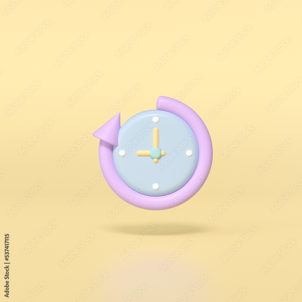 minimalistic cartoon style icon round clock with arrow time keeping ...