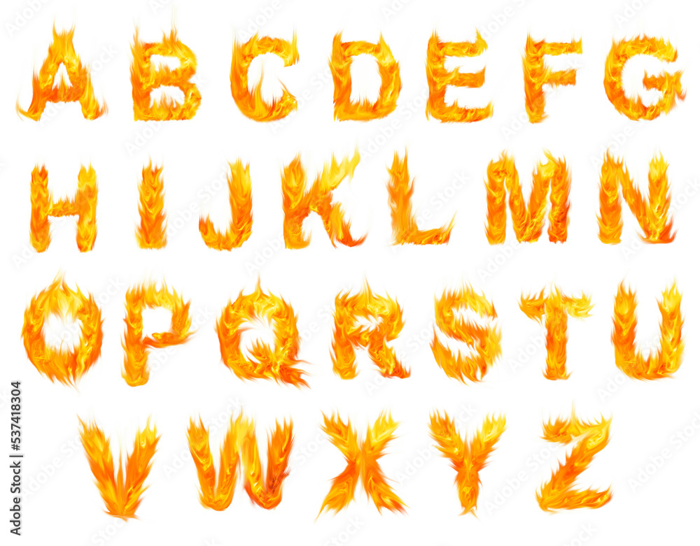 Poster Fire alphabet letters A-Z isolated – Wall Art | UkPosters