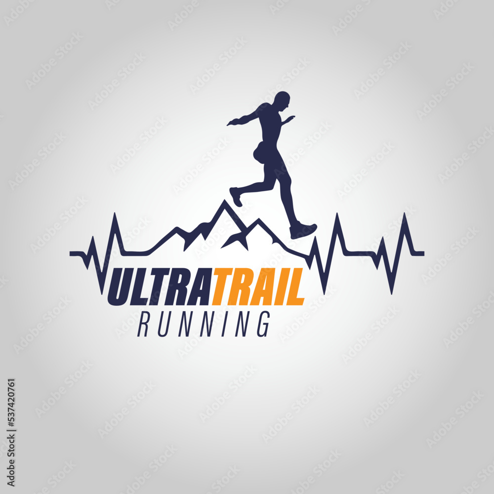 Ultra Trail running logo vector illustration on white background Stock ...