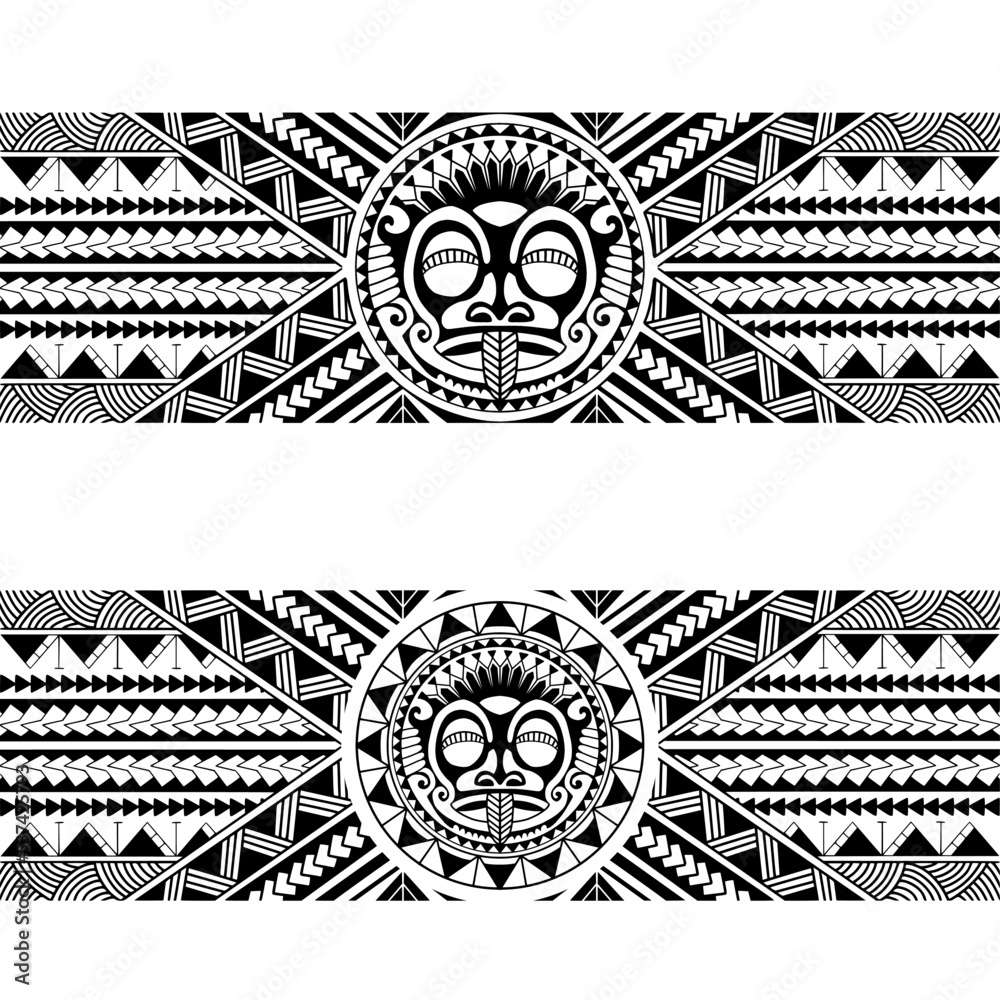 Polynesian armband tattoo stencil. Pattern samoan. Black and white ...