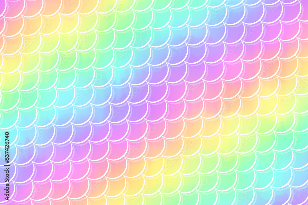 Mermaid rainbow background with scales. Iridescent glitter fish tail ...