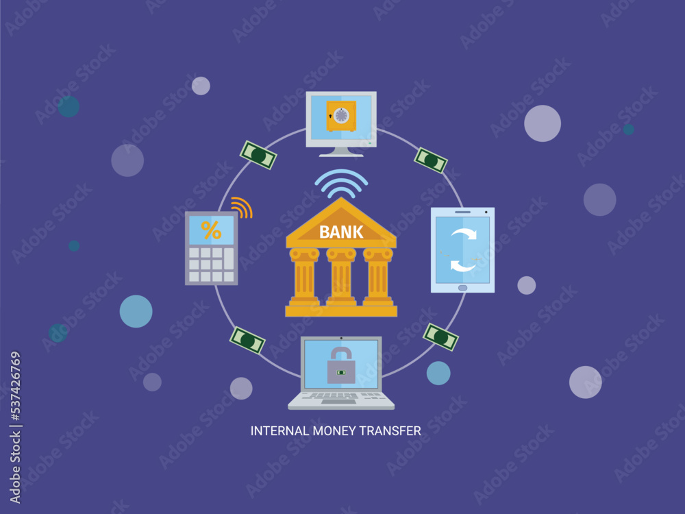 International Money Transfer and Money Laundering illustration. Money ...