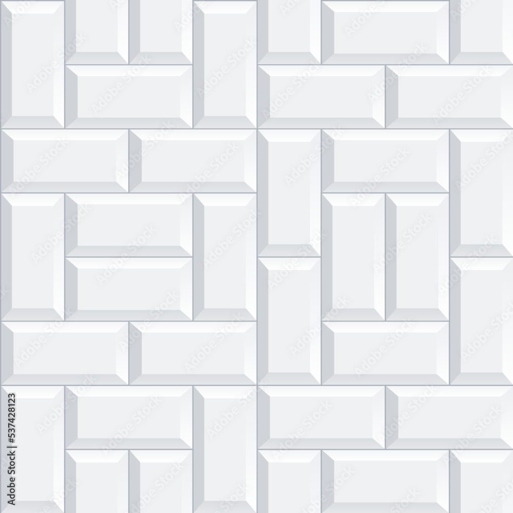 Vecteur Stock Seamless smooth metro tile texture - realistic white ...