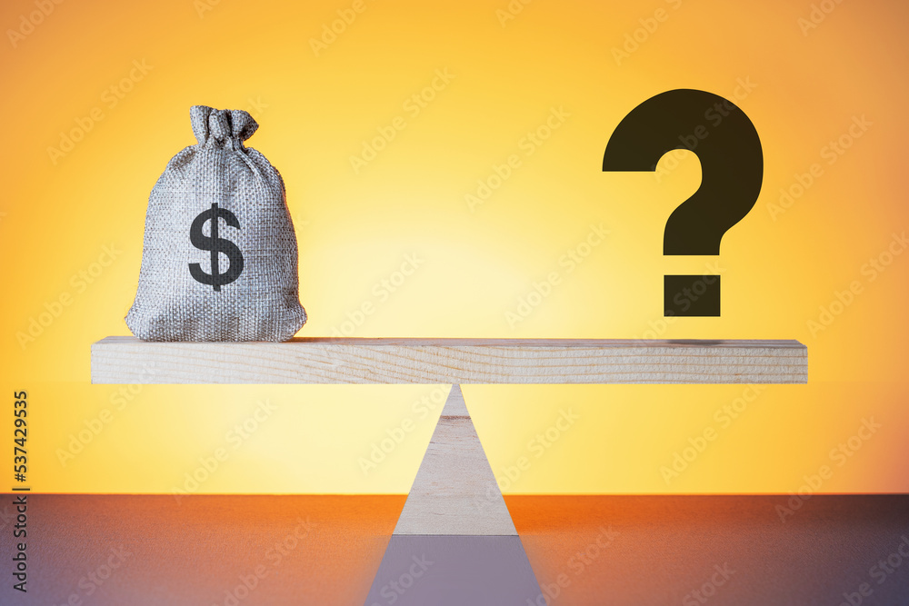 Concept of choice world money instead dollar. Bag with dollar sign and ...