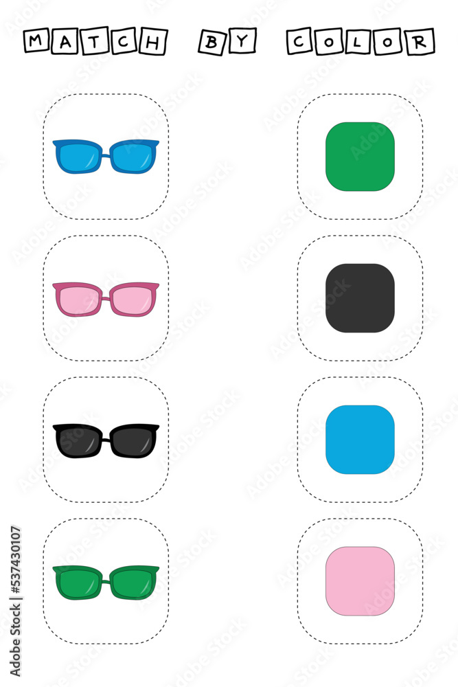 Match the sunglasses and their colors. Appropriate game. Educational ...