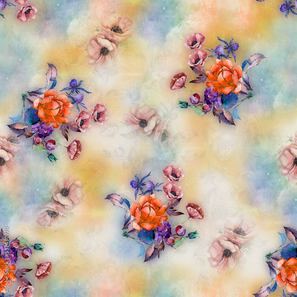 Floral allover seamless digital print design for digital print Stock ...