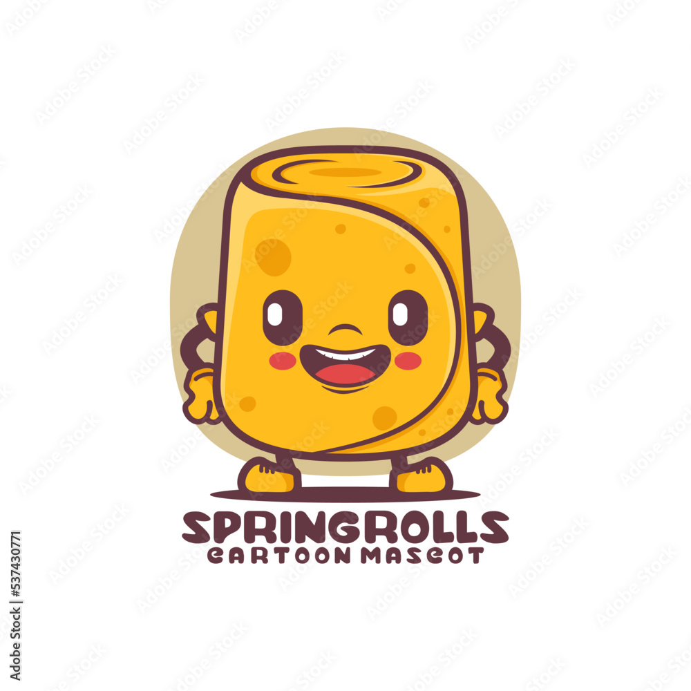 spring rolls cartoon mascot. food vector illustration Stock Vector ...