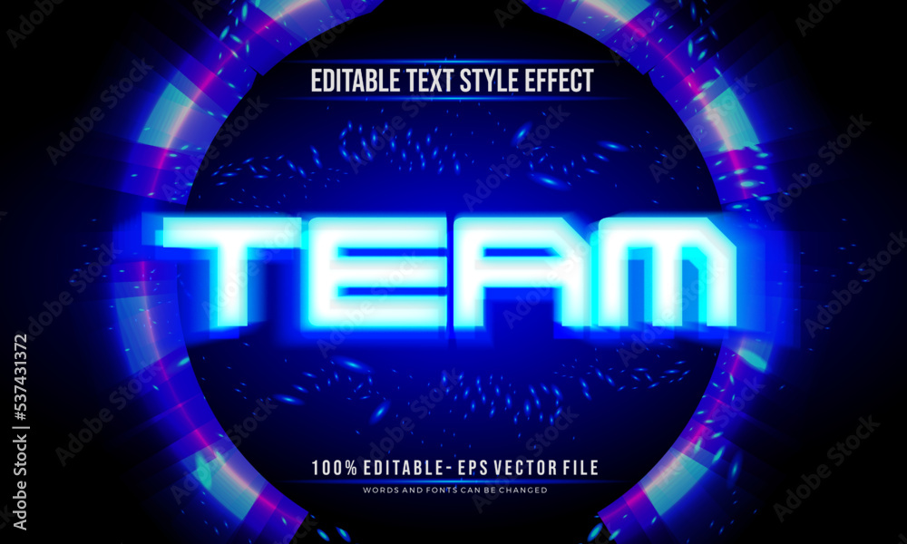 futuristic blue light text style effect. editable font vector file ...
