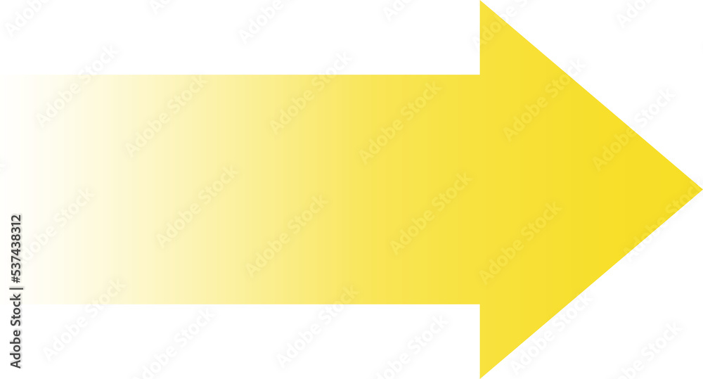 Yellow gradient arrow shape. Isolated png illustration, transparent ...