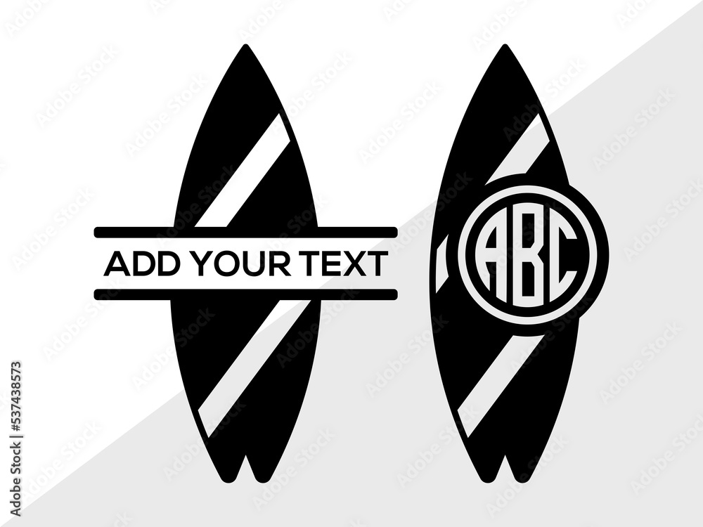 Vetor de Surfboard Mnogram SVG, Split Mnogram SVG, Boogie Board Svg ...
