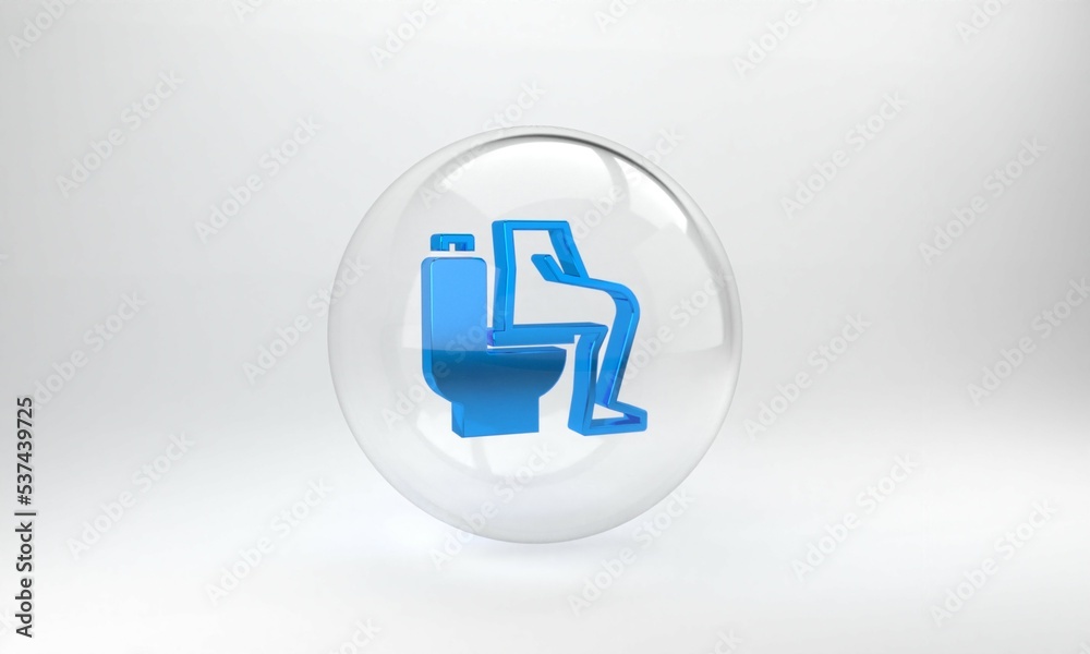 Blue Men sitting on the toilet and Constipation are experiencing severe ...