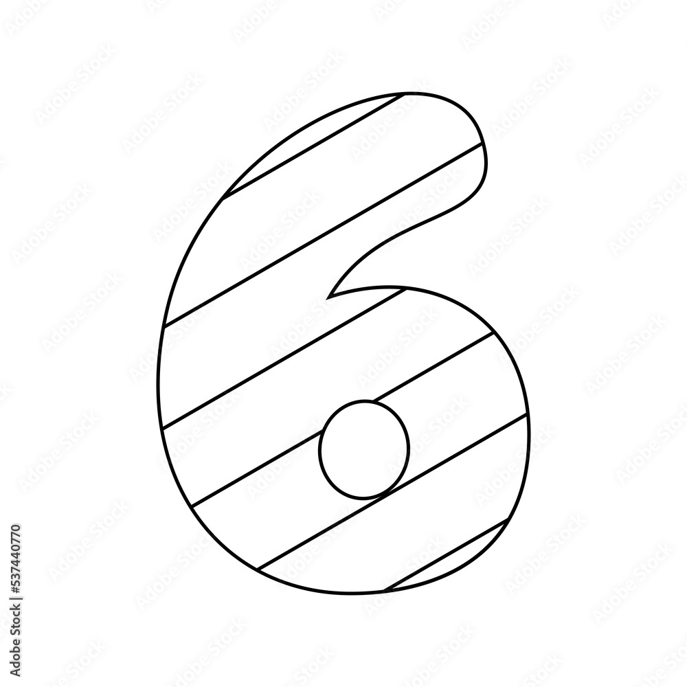 Coloring page with Number 6 for kids Stock Vector | Adobe Stock