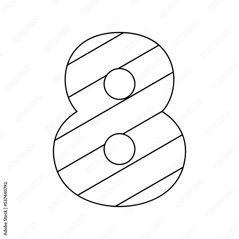 Coloring page with Number 8 for kids Stock Vector | Adobe Stock