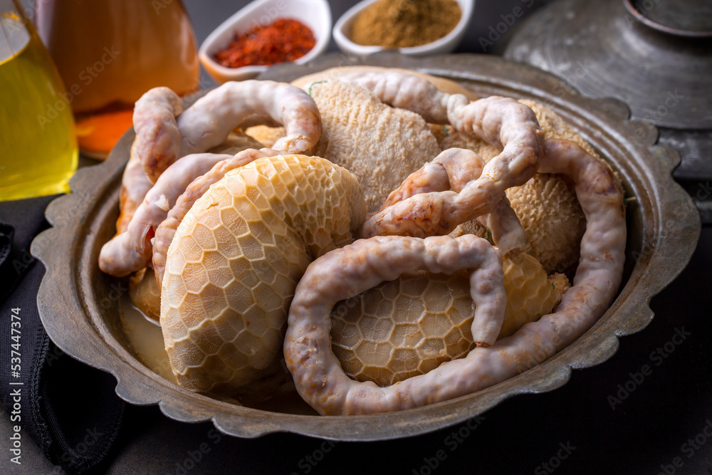 Traditional middle eastern food; stuffed offal, stuffed tripe. Stuffed ...