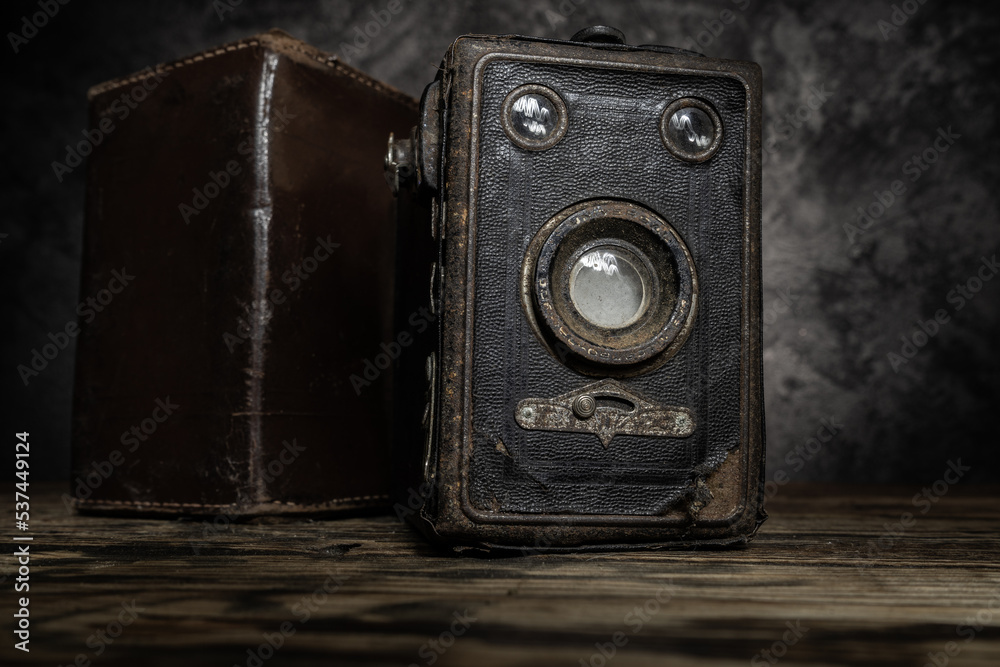 Vintage small box camera. Classic Rollbox, old fashioned retro style ...