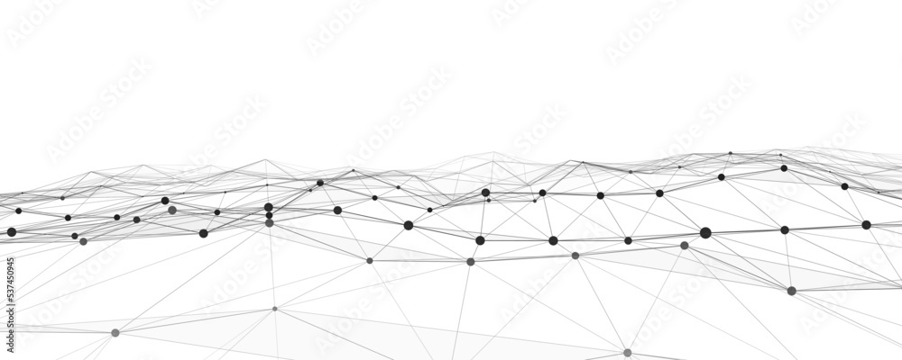 Dynamic wave with connected dots and lines on a white background ...