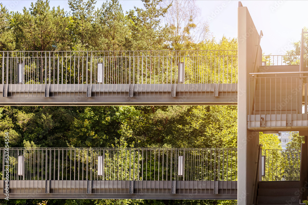 Bridge Transition between Houses with Stairs. Passage Walkway between ...