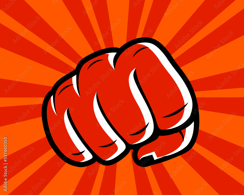 Poster Vintage A man clenching his fist in anger Vector illustration ...