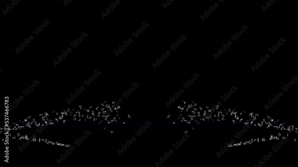 musical notes, fly out and scatter, animation on a transparent ...