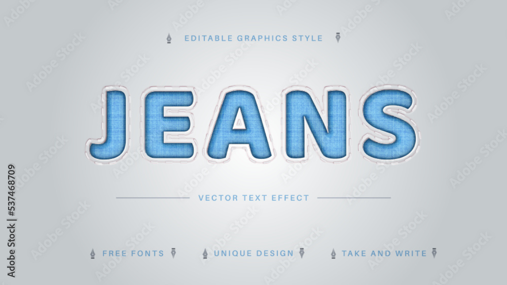 Jeans - Editable Text Effect, Font Style Stock Vector | Adobe Stock